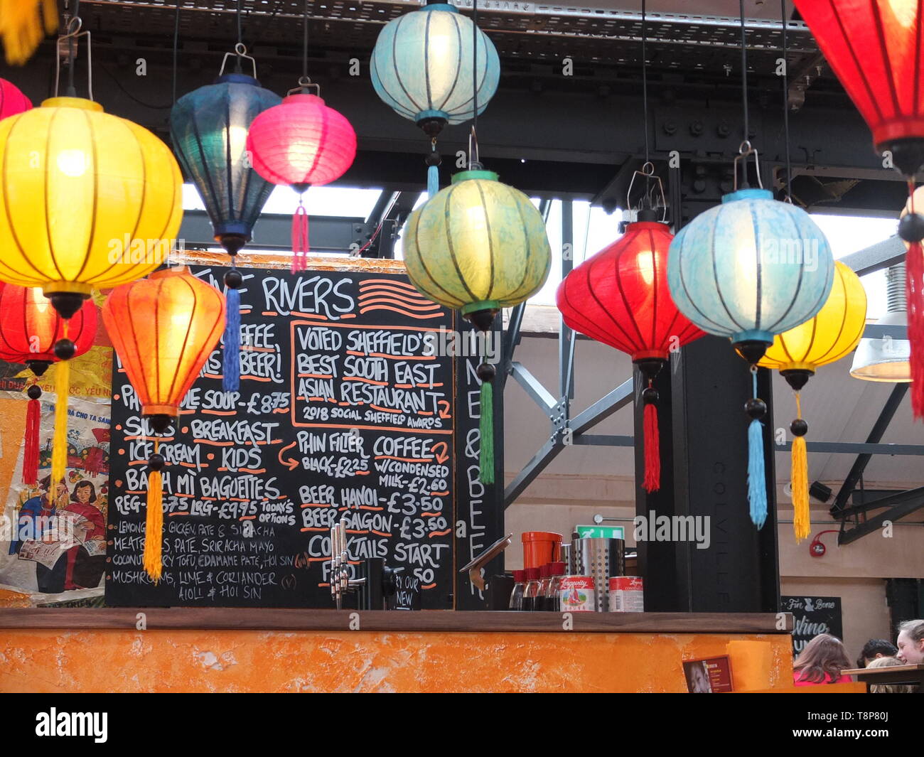 Vietnamese paper lanterns at Five Rivers restaurant at Cutlery Works, a ...