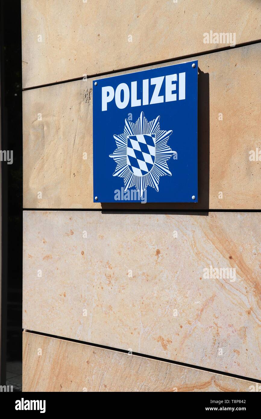 NUREMBERG, GERMANY - MAY 6, 2018: Police Station sign in Nuremberg ...