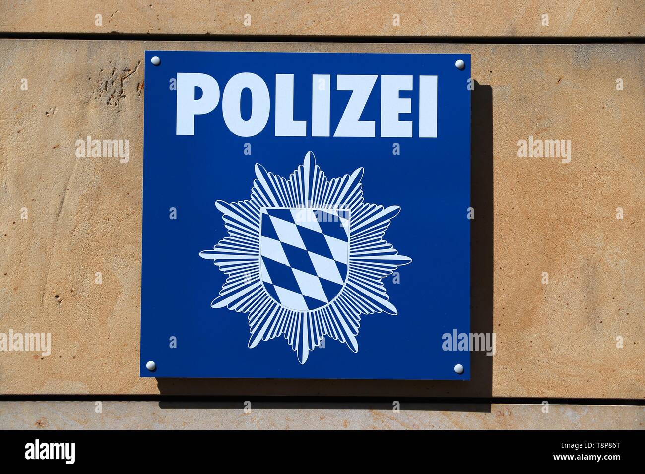 NUREMBERG, GERMANY - MAY 6, 2018: Police Station sign in Nuremberg ...