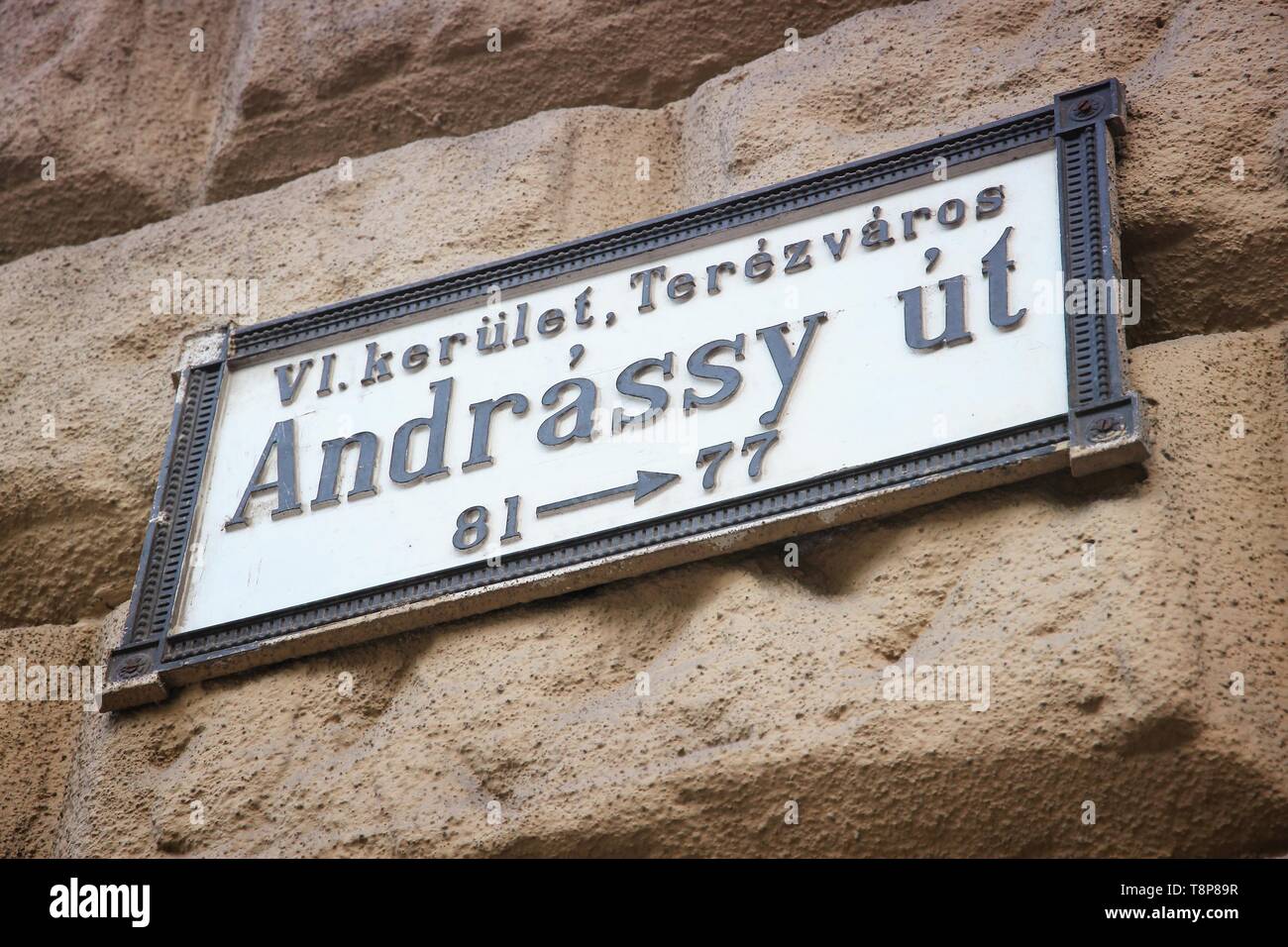 Budapest, Hungary - Andrassy Utca (Andrassy Street) sign. One of most ...