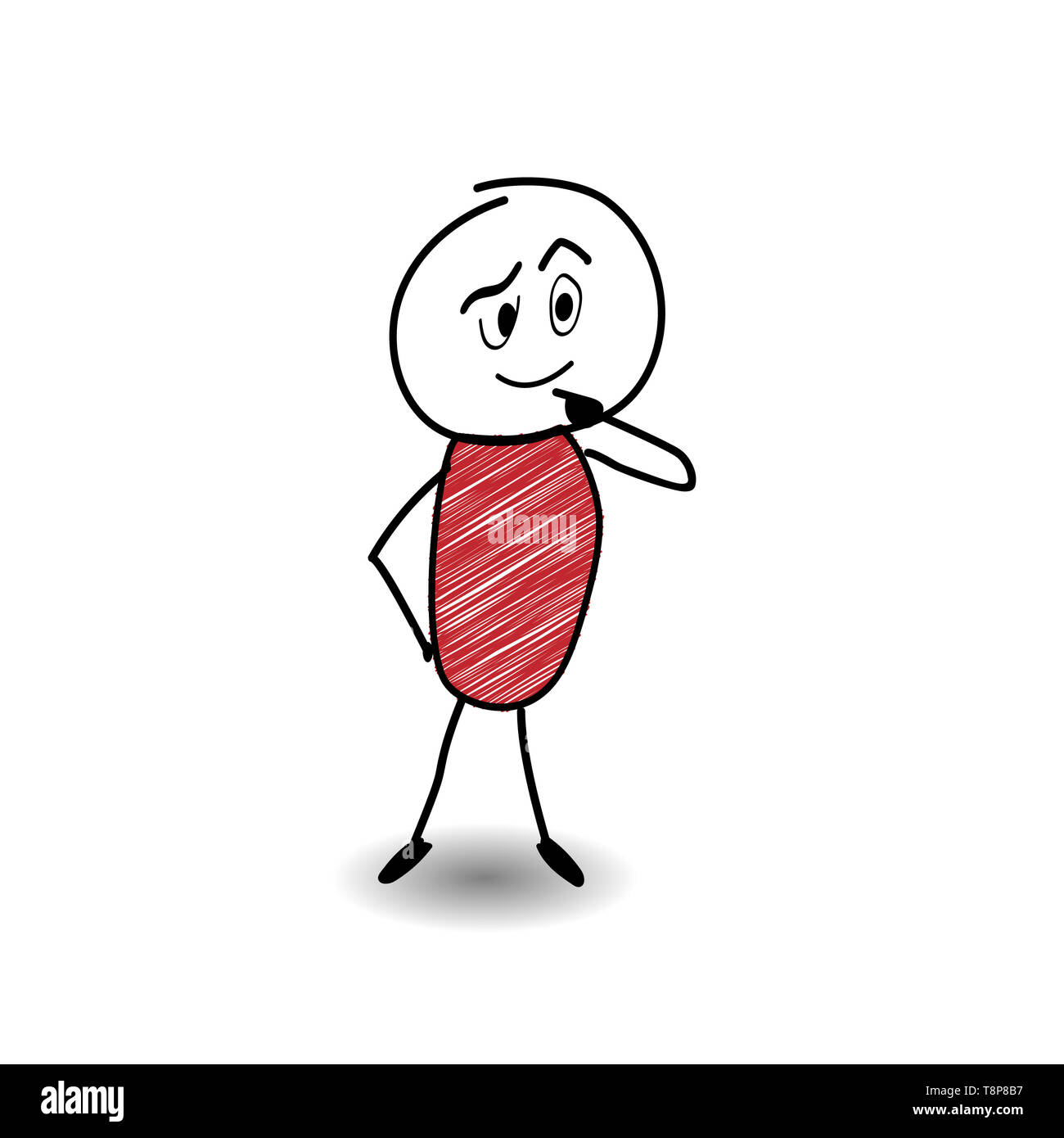 Stick figure having a creative idea illustration Stock Photo - Alamy