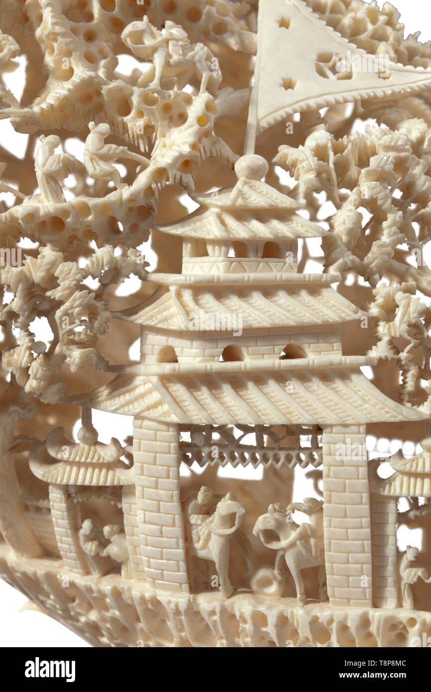 A carved Chinese ivory tusk, 19th century Made from one long, stately ...