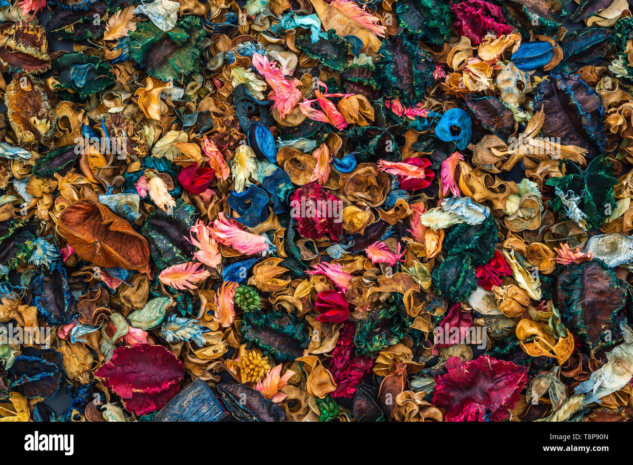 Top view of aromatherapy potpourri mix of dried aromatic flowers ...