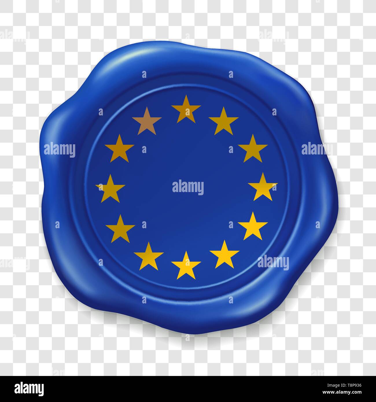 European union flag. Glossy wax seal. Sealing wax old realistic stamp ...