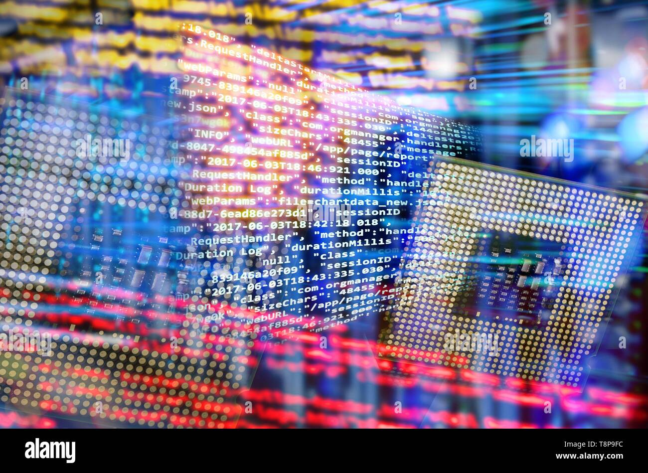 Program code with CPU and abstract technology Background with server ...