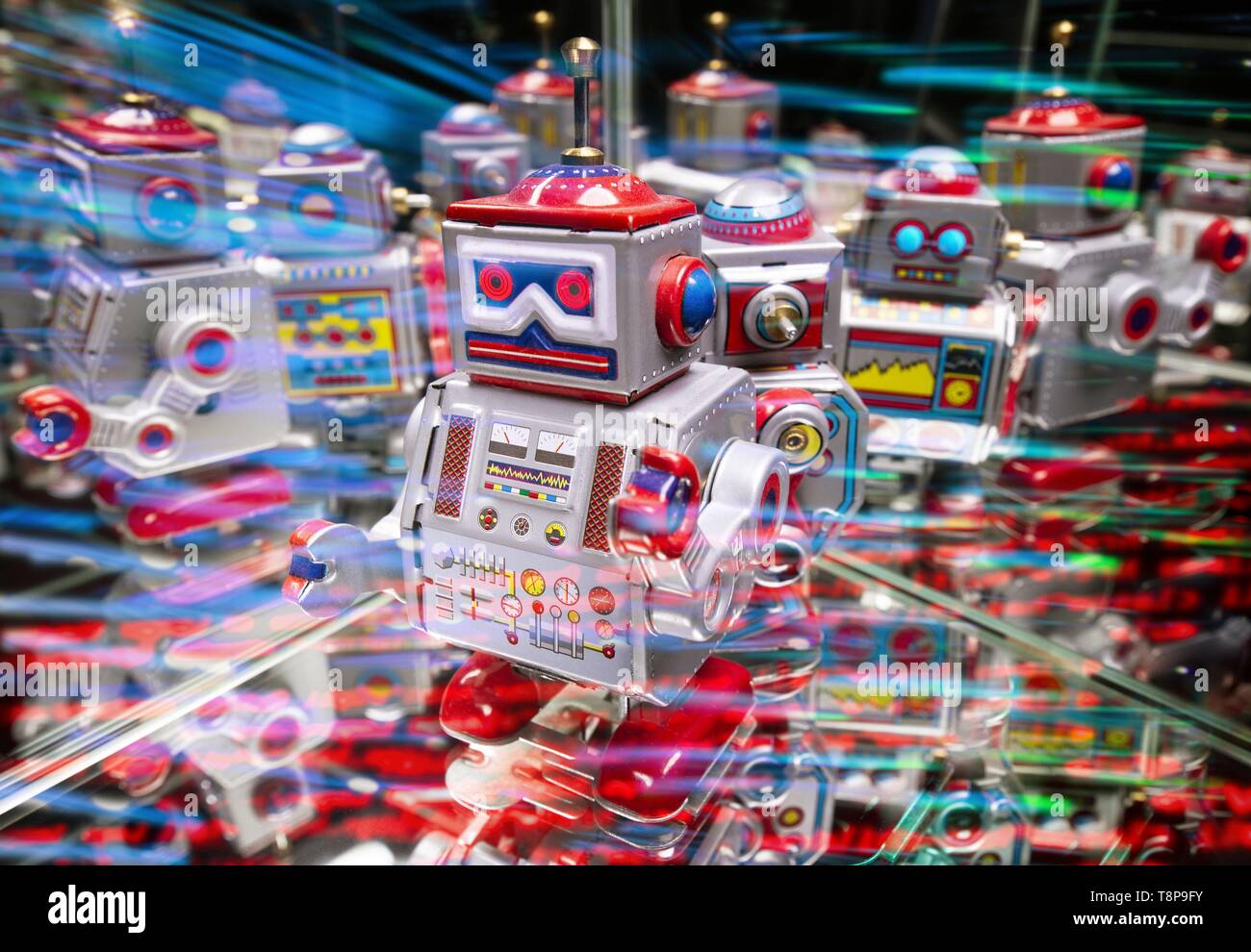 Robots with reflections and various colored lights | usage worldwide ...