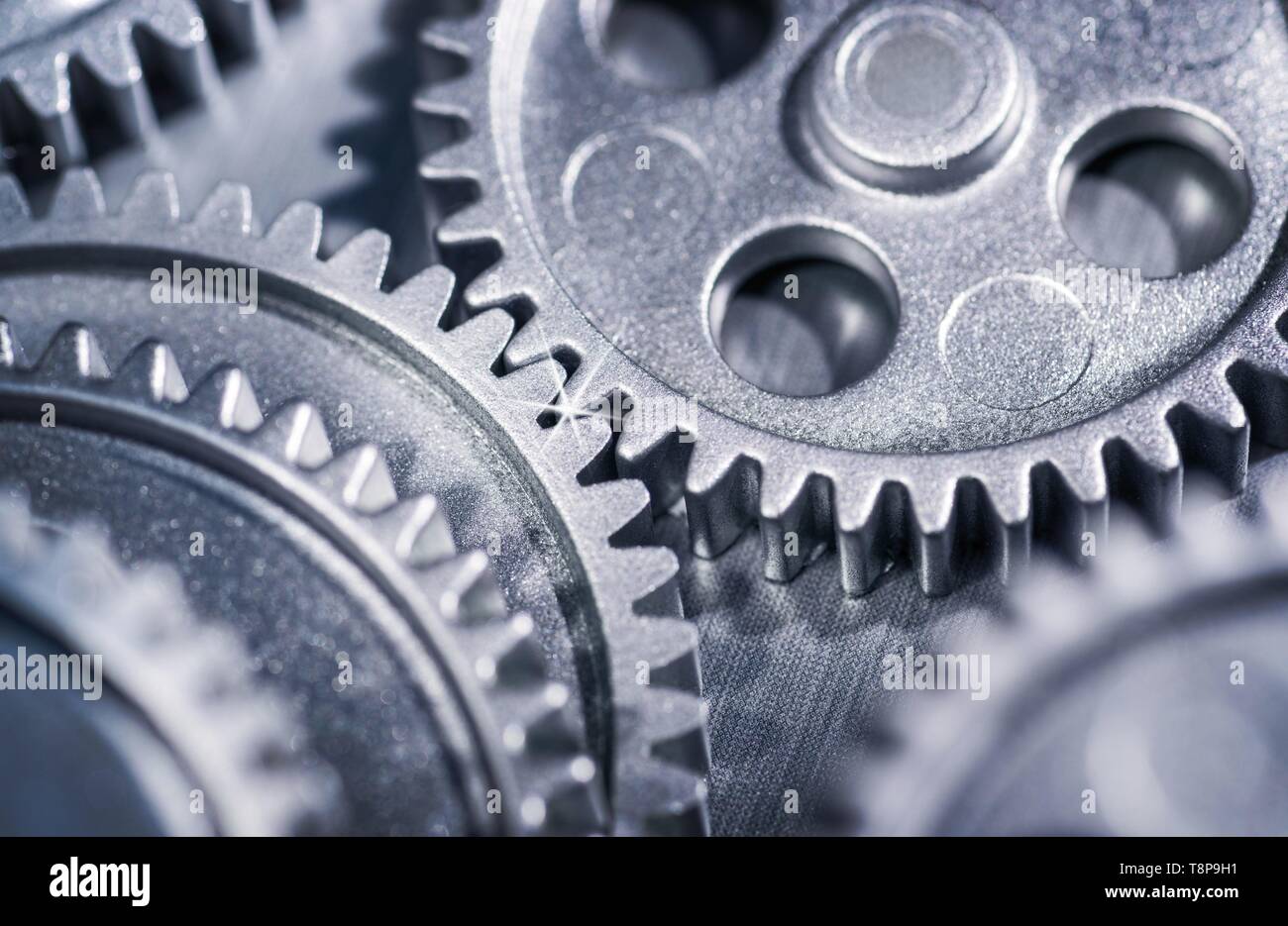 Several gears as a detail, two intermesh | usage worldwide Stock Photo ...