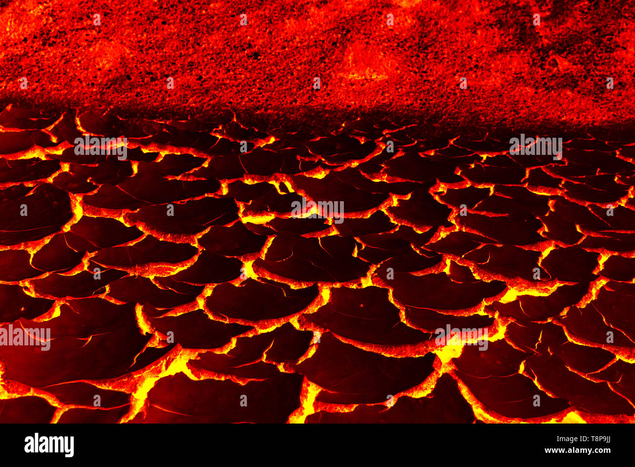 The surface of the lava, The red crack stage for background Stock Photo ...