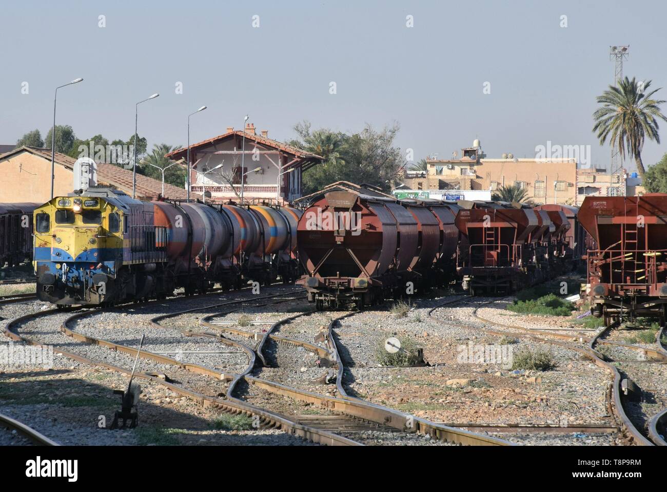 Station with freight train on 30.03.2019 in Biskra - Algeria. | usage ...