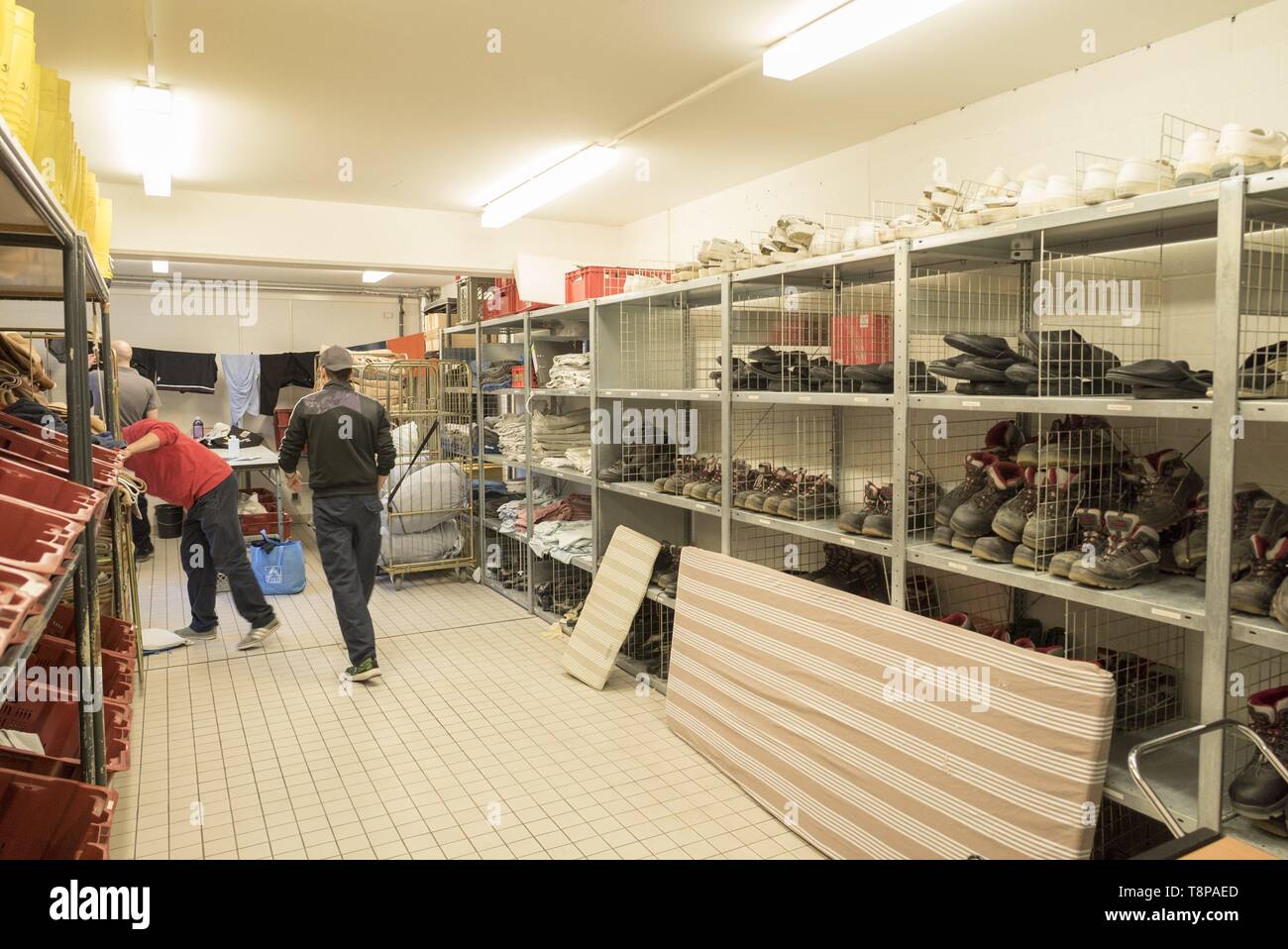 Storage room in Ummeln jailhouse of Senne open Prison in Bielefeld, 10. ...