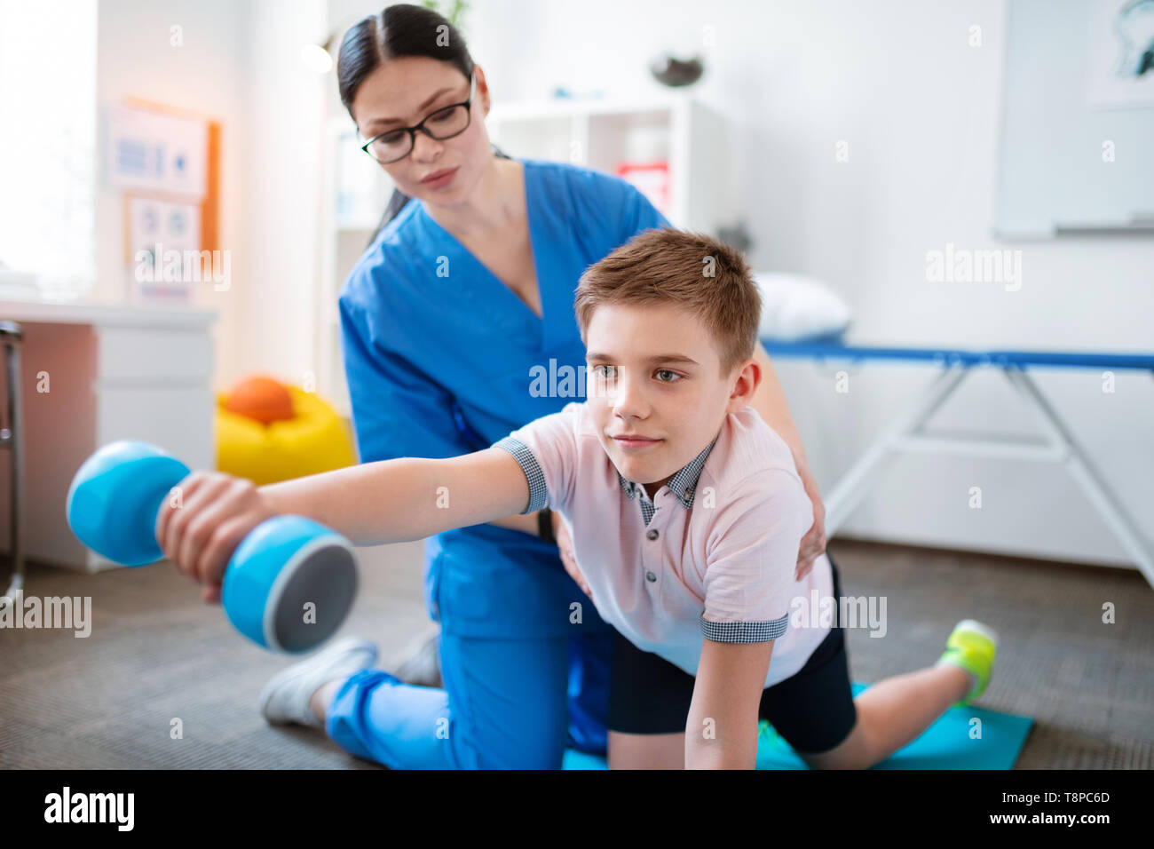 Pleasant pretty boy being involved in active session Stock Photo - Alamy
