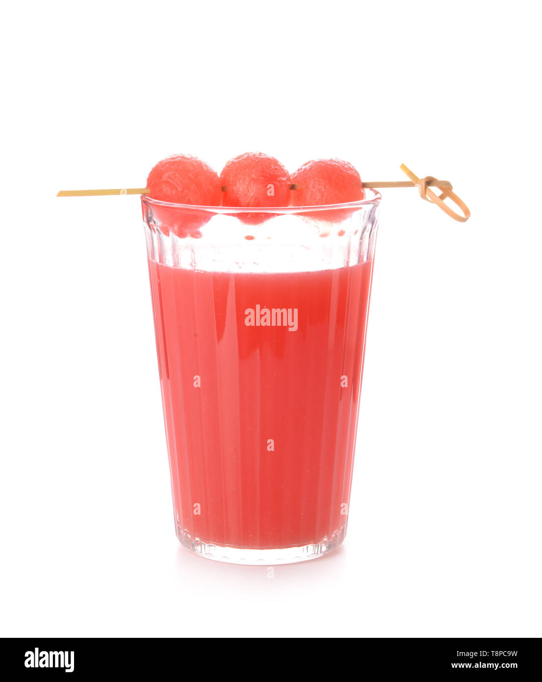 Glass of fresh watermelon lemonade on white background Stock Photo - Alamy