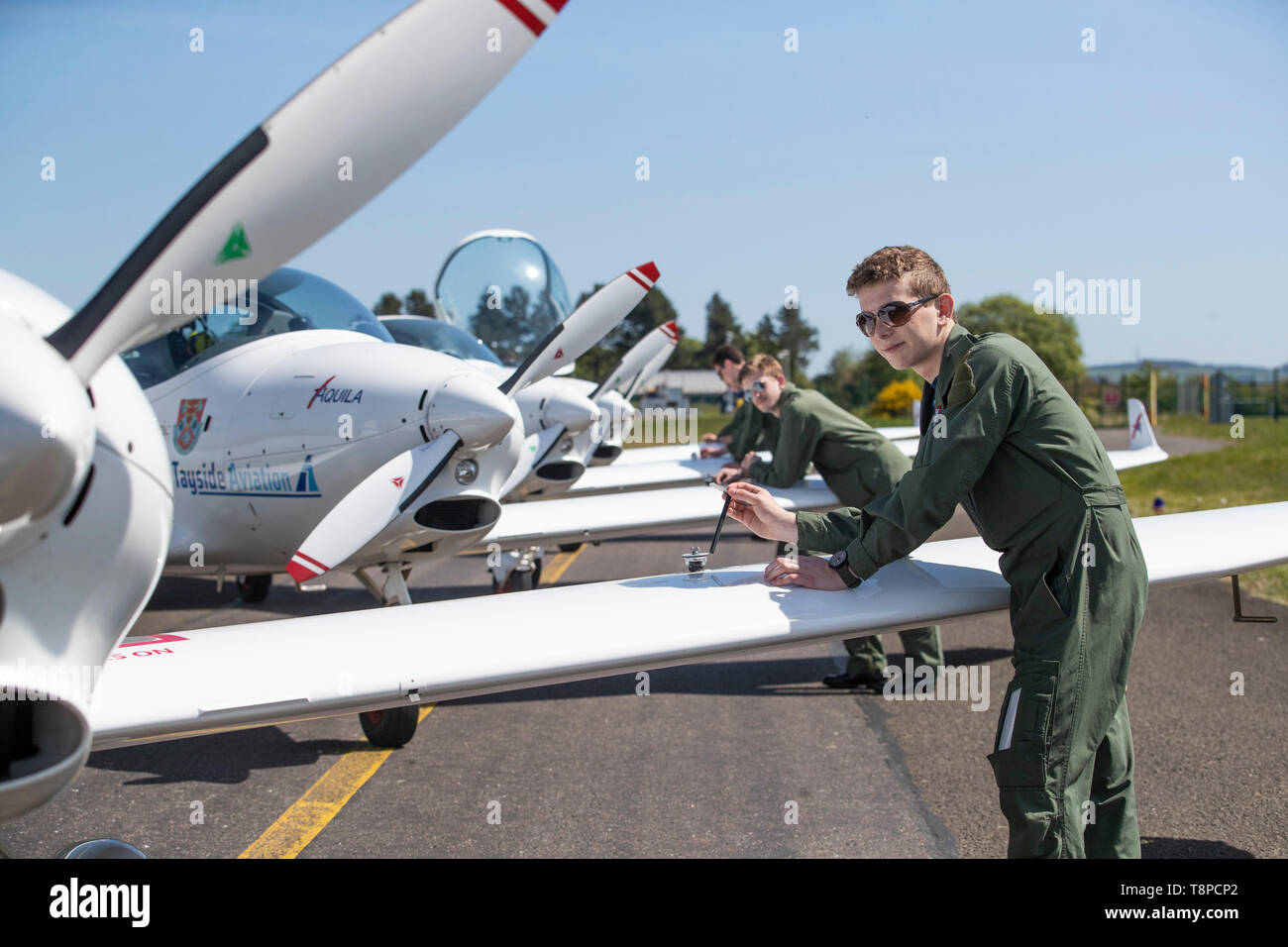 RAF cadet Barney Jones-Evans and his fellow cadets check over a quartet ...