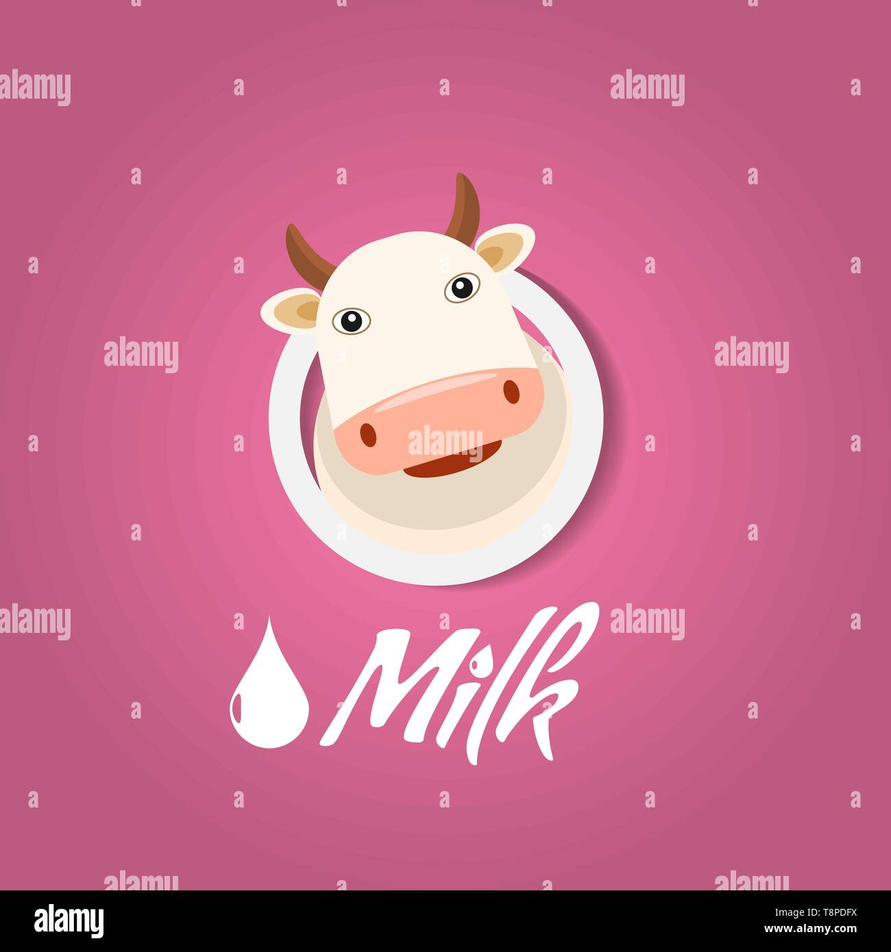 Funny cow head in a circle shape for your logo design. Cartoon style ...