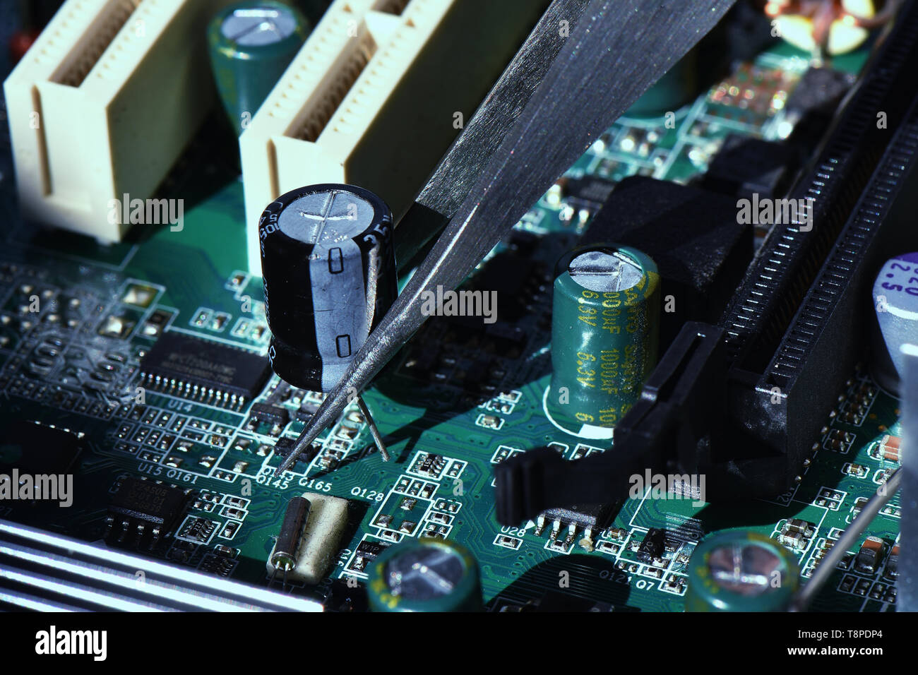 Repairing Damaged electronic components Repairing and service concept ...