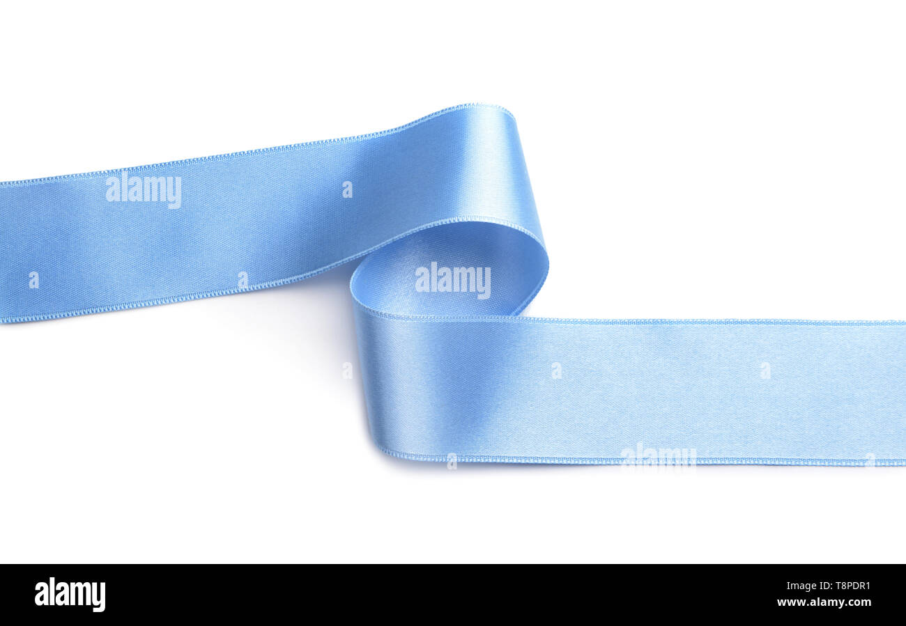 Beautiful blue ribbon on white background Stock Photo - Alamy