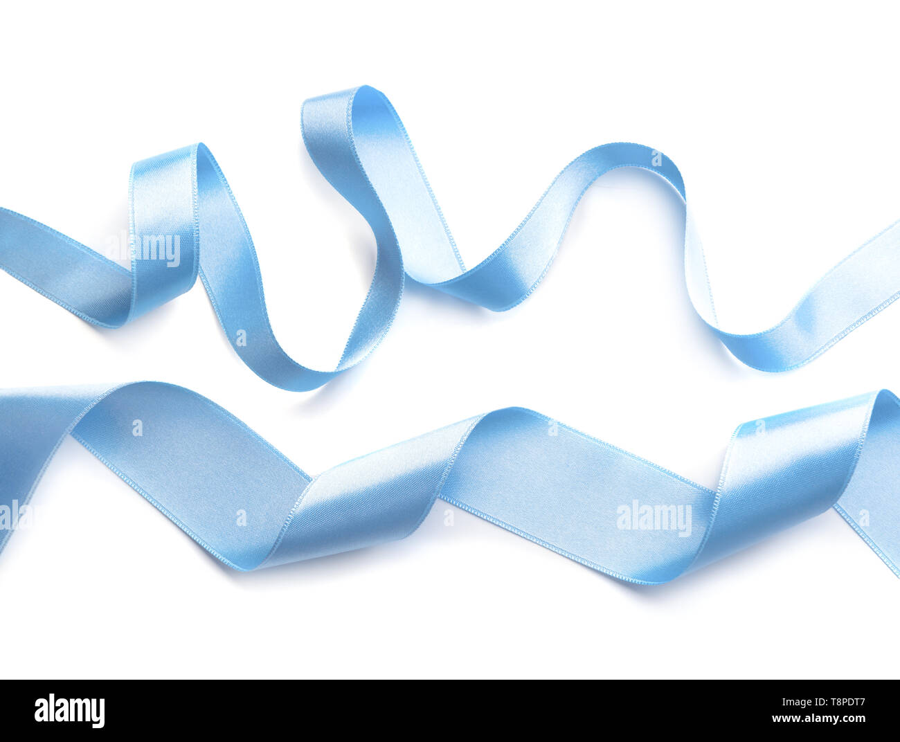 Beautiful blue ribbons on white background Stock Photo - Alamy