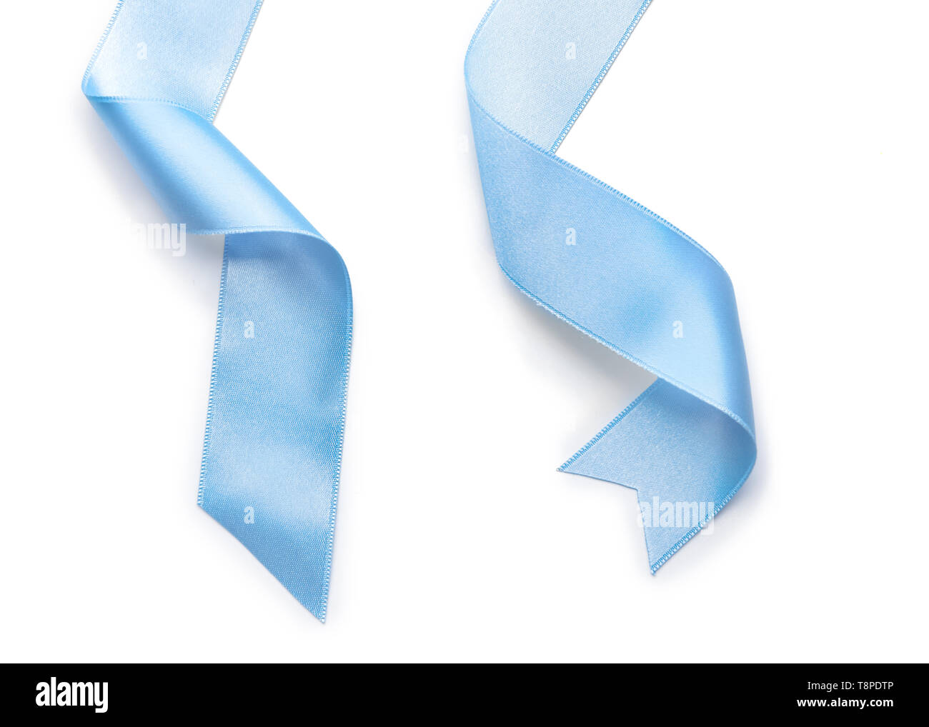 Beautiful blue ribbons on white background Stock Photo - Alamy