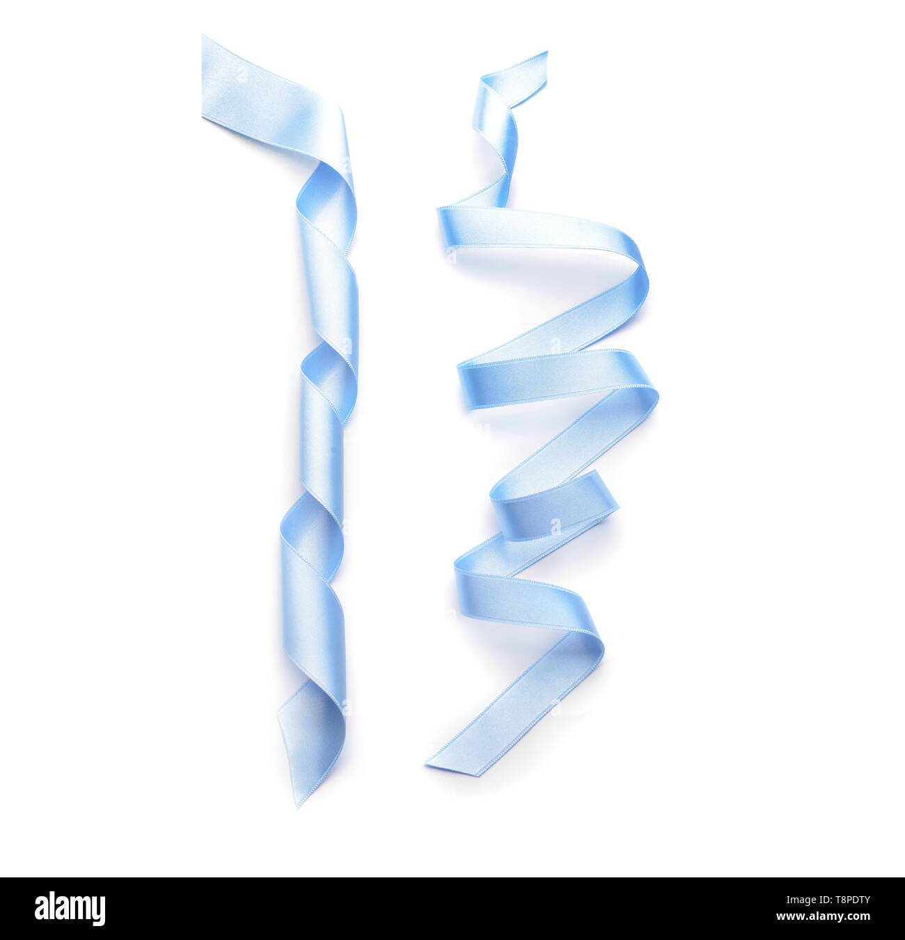 Beautiful blue ribbons on white background Stock Photo - Alamy