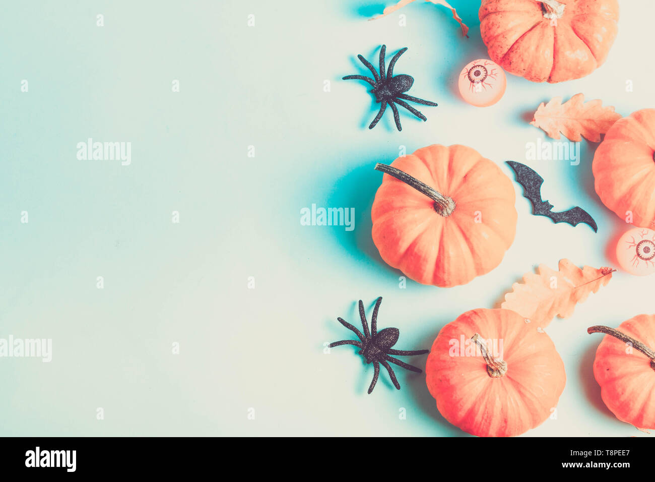 Halloween flat lay background Stock Photo - Alamy