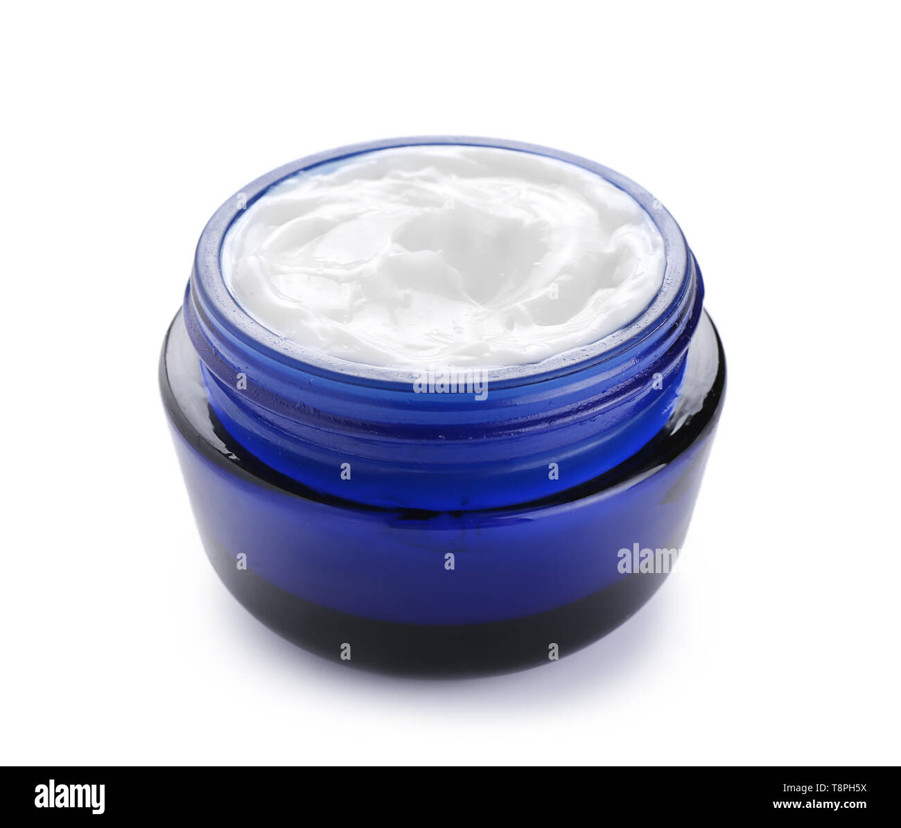 Jar with body cream on white background Stock Photo - Alamy