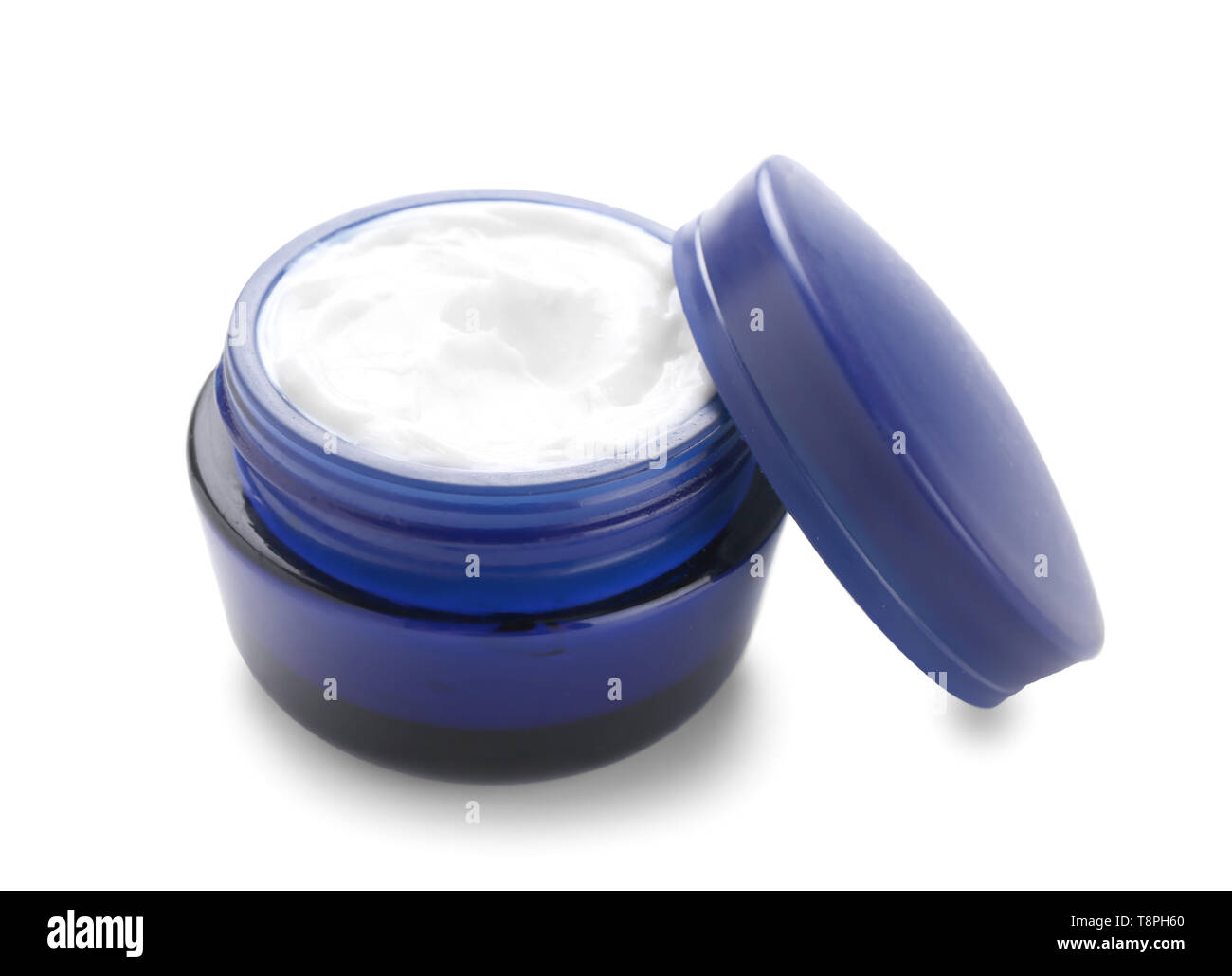 Jar with body cream on white background Stock Photo - Alamy