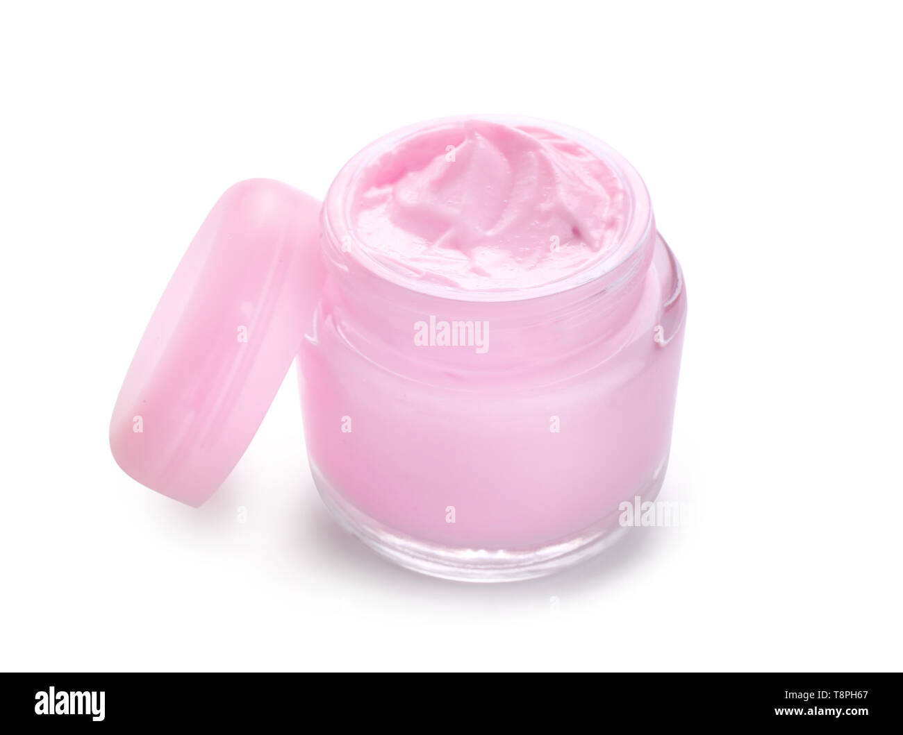 Jar with body cream on white background Stock Photo - Alamy