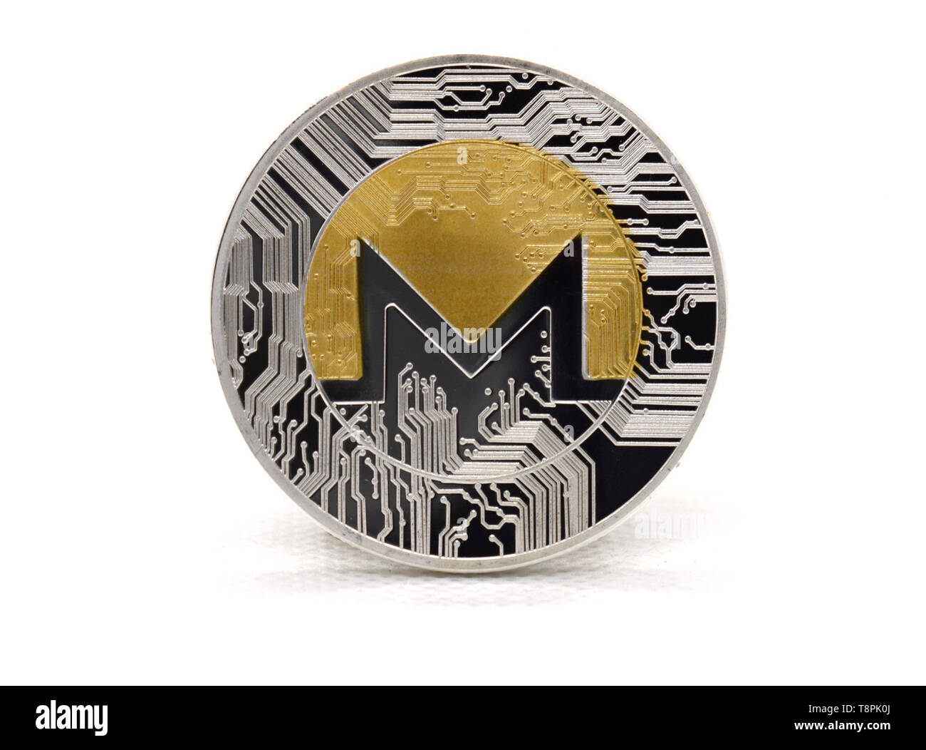 Gold-Silver Monero XMR coin isolated on a white background Stock Photo ...