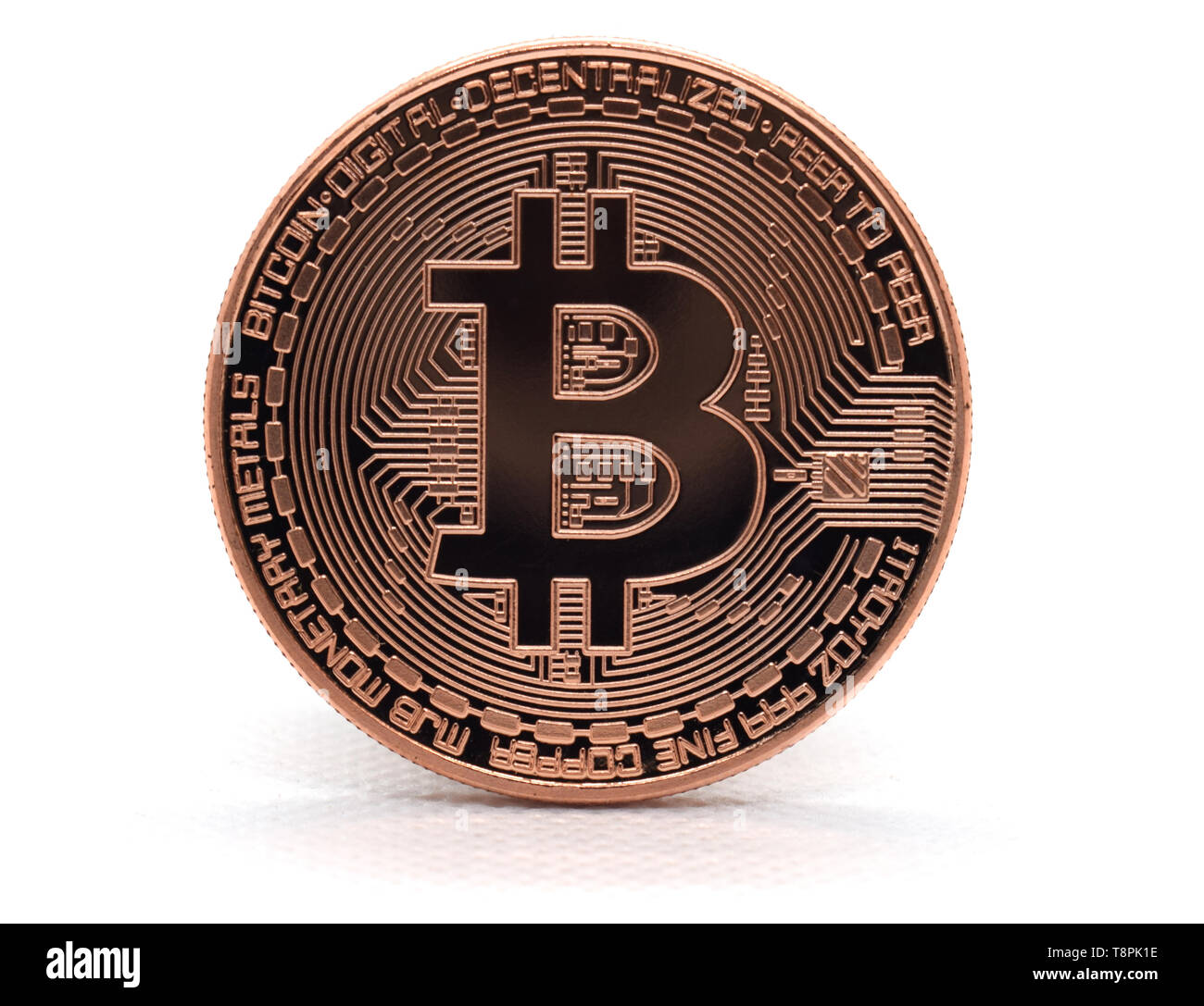 Bronze Bitcoin BTC isolated on a white background Stock Photo - Alamy