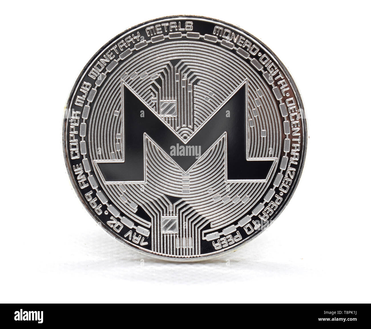 Silver Monero XMR coin isolated on a white background Stock Photo - Alamy