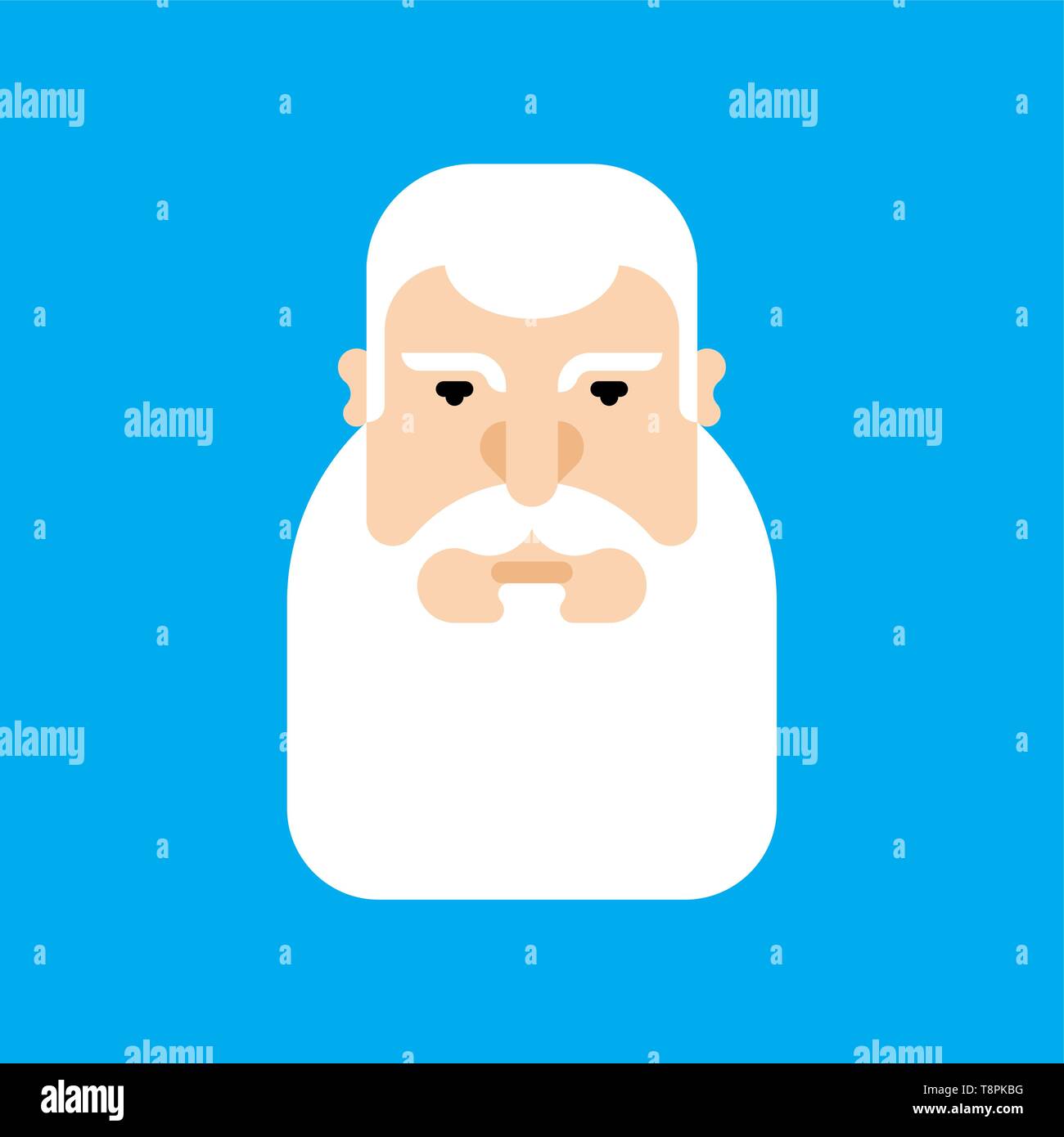 Grandfather face isolated. Granddad head Gray beard vector illustration ...