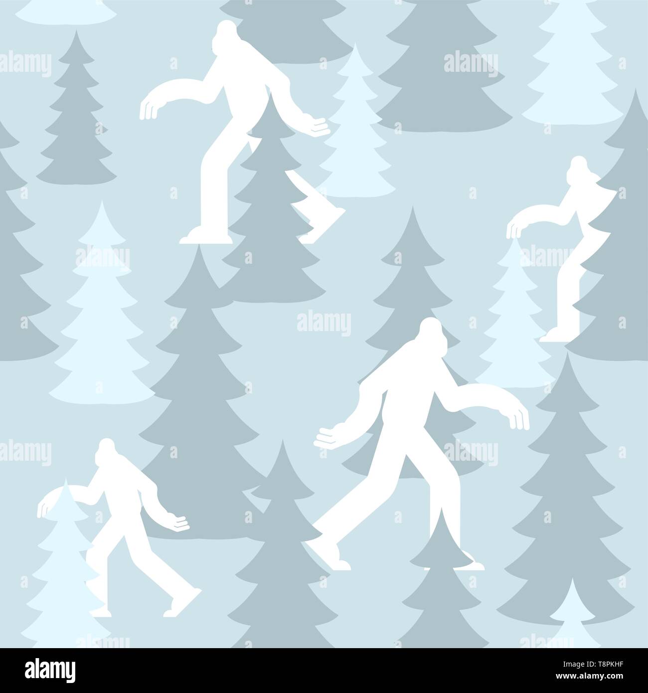 Yeti in forest Winter military pattern. white Bigfoot clothing texture ...