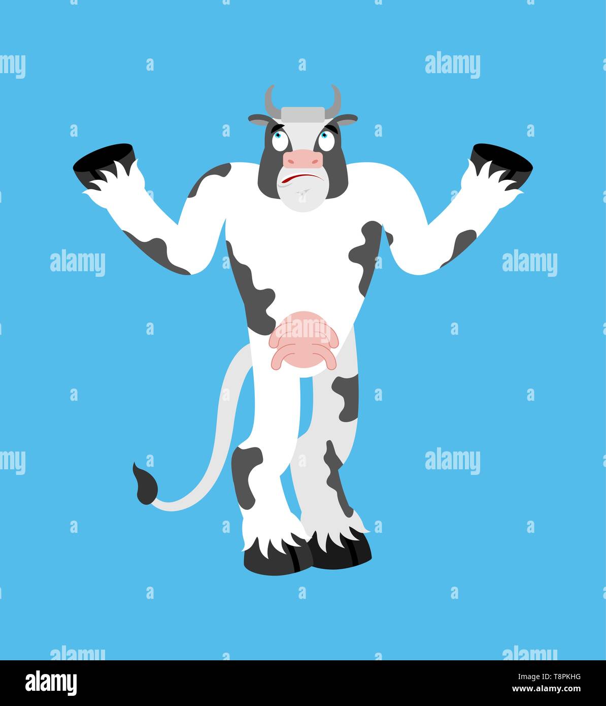 Cow confused oops. Farm animal perplexed emotions. beef surprise ...