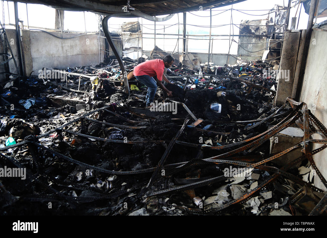 Minuwangoda, Sri Lanka. 14th May, 2019. An inside view of a damaged ...