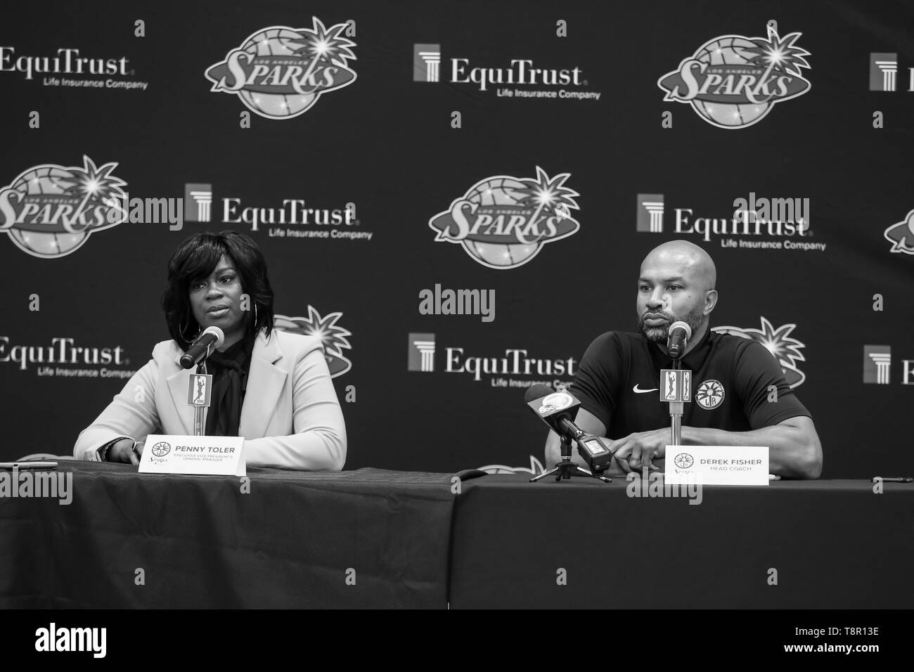 WNBA 2019: Los Angeles Sparks head coach Derek Fisher with Penny Toler ...