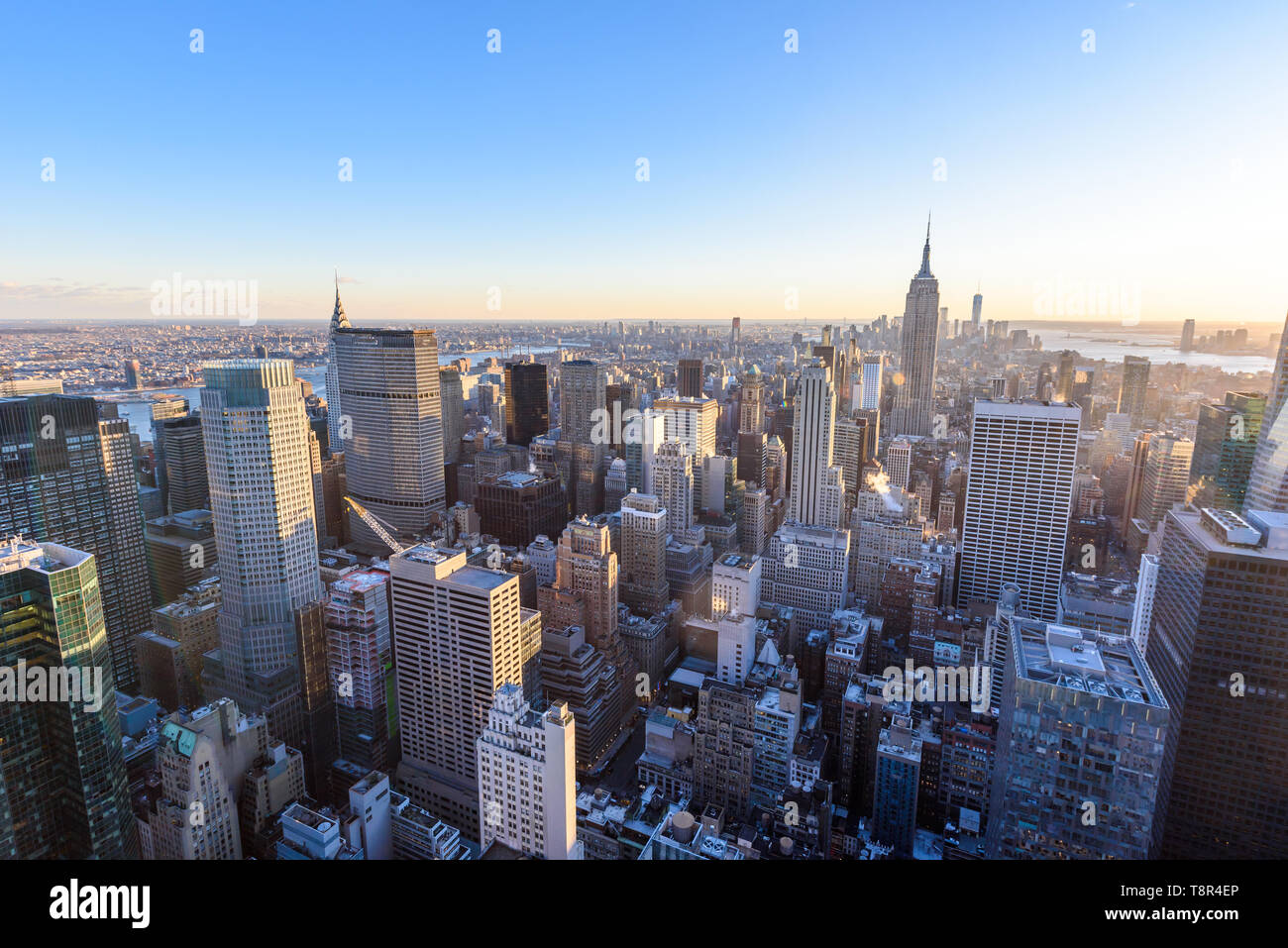 Panorama view of Midtown Manhattan skyline - Aerial view from ...