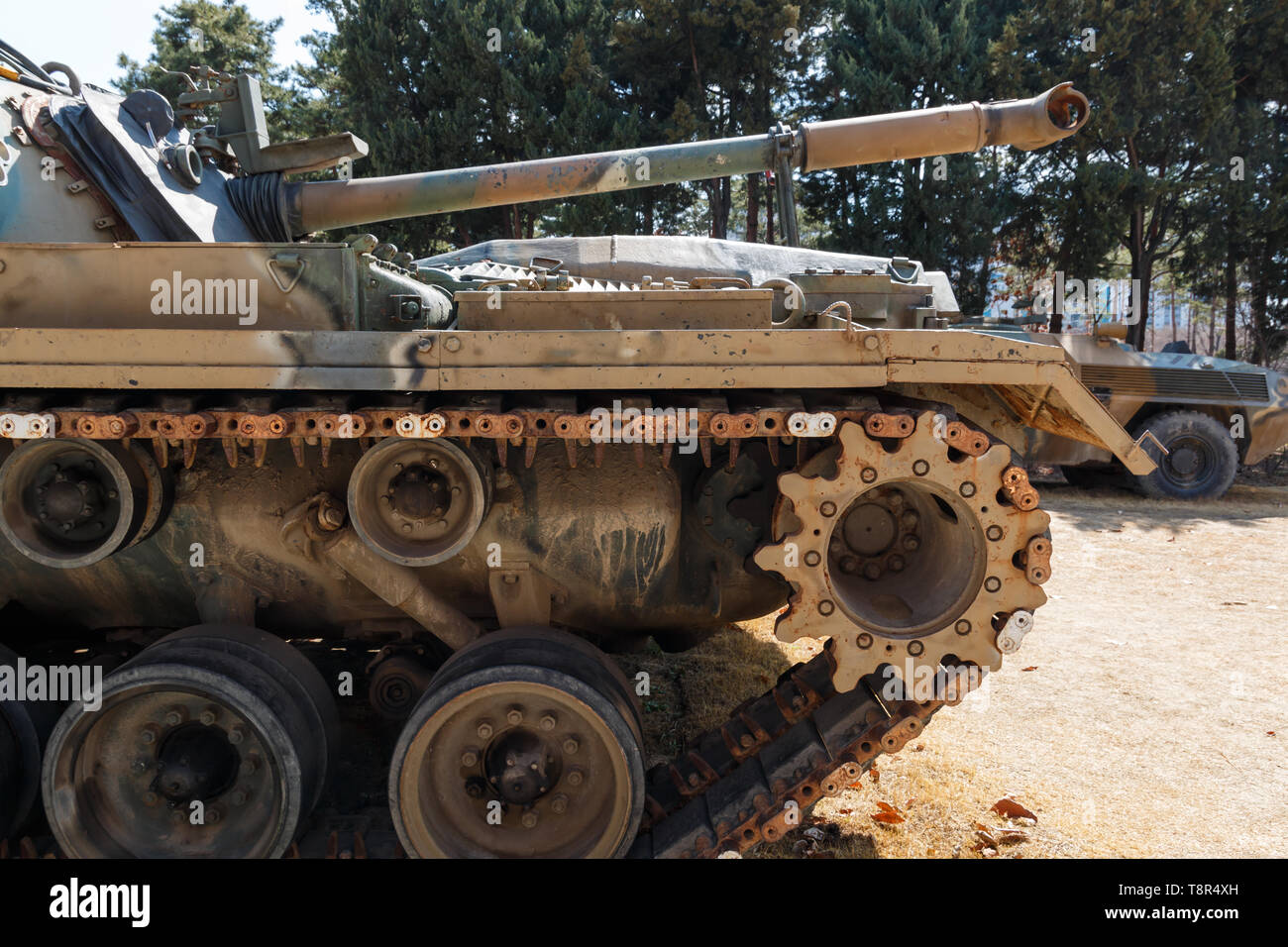 Tank, armed and armored vehicle mounted on track shoes Stock Photo - Alamy