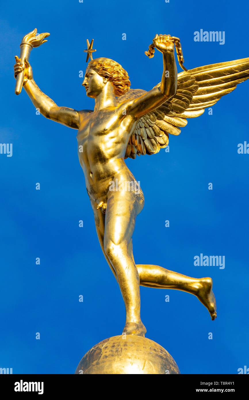 France, Paris, Place de la Bastille, Column of July, the Genie de la ...