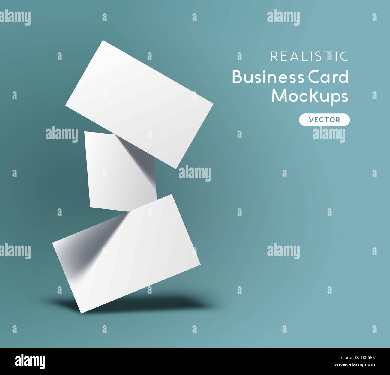 Floating stack of business cards. Brand identity mockup design with ...