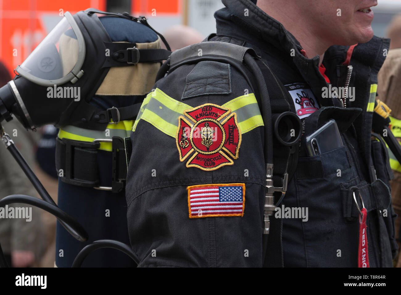 firefighter of the Red Knights MC Stock Photo - Alamy