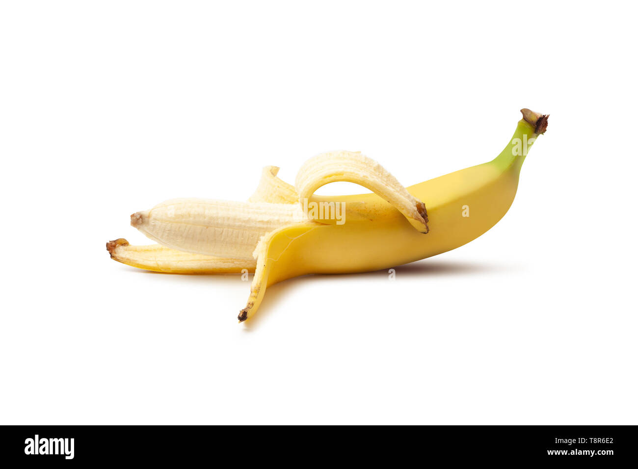 Half peeled Banana, Open Banana isolated on a white background Stock ...
