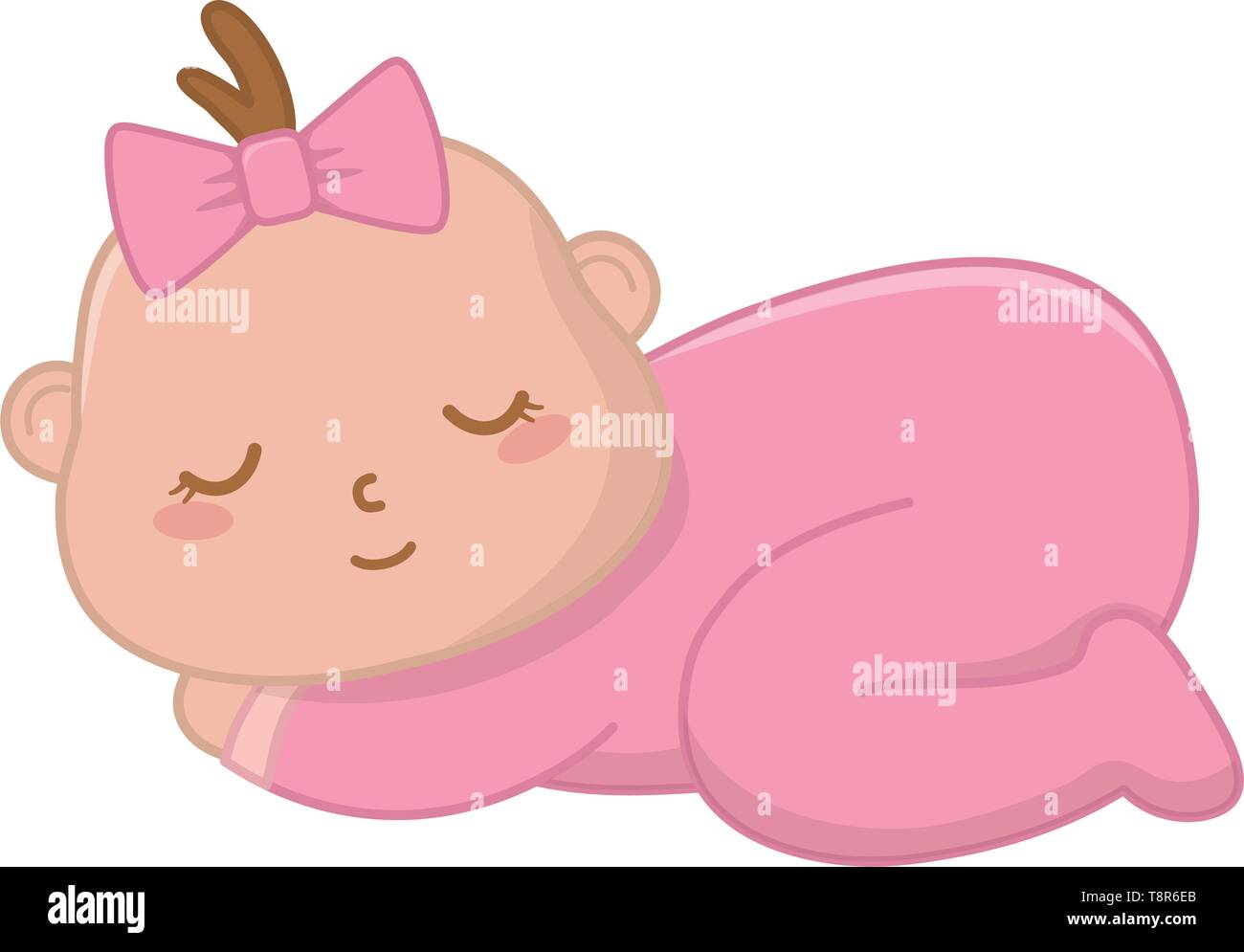 baby sleeping icon cartoon with bow vector illustration graphic design ...