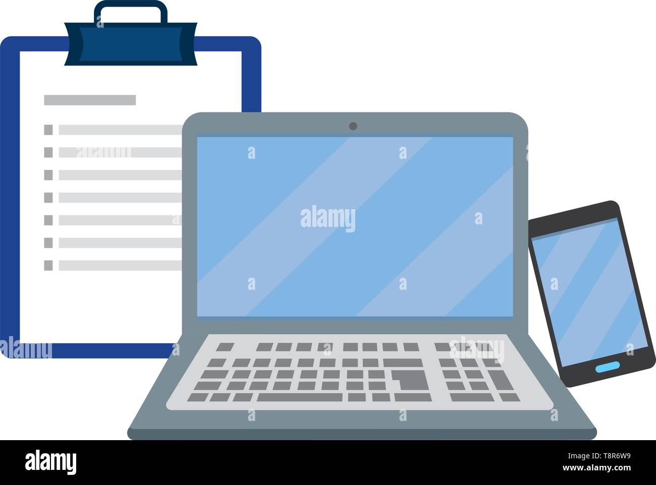 laptop with checklist and cellphone vector illustration graphic design ...