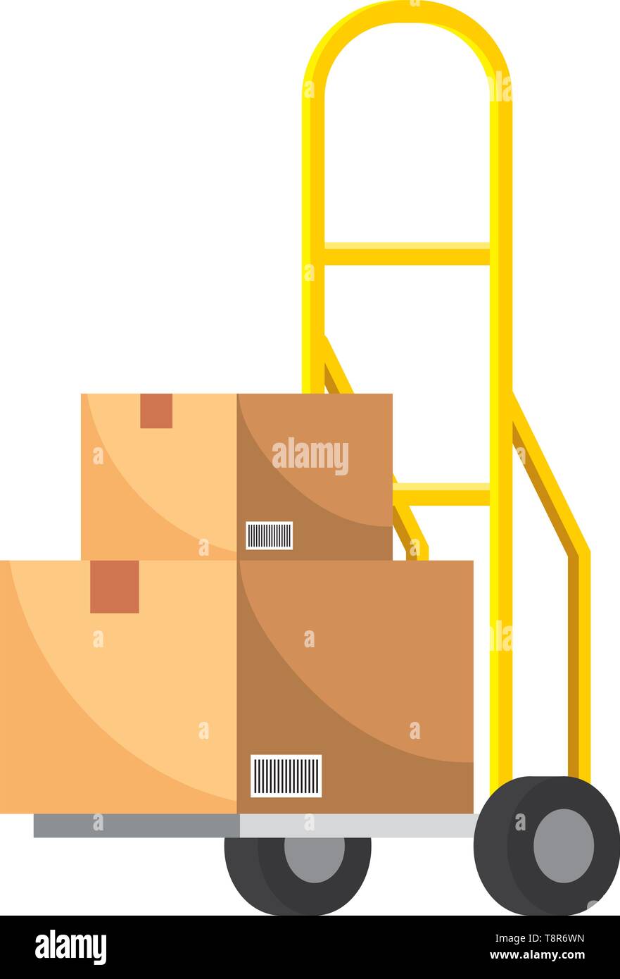 pushcart with box icon cartoon vector illustration graphic design Stock ...