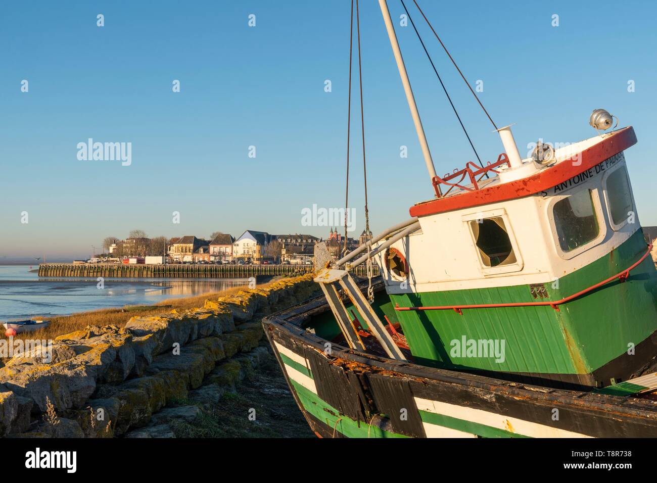 France, Somme, Baie de Somme, Le Crotoy, the small Crotoy boat cemetery ...