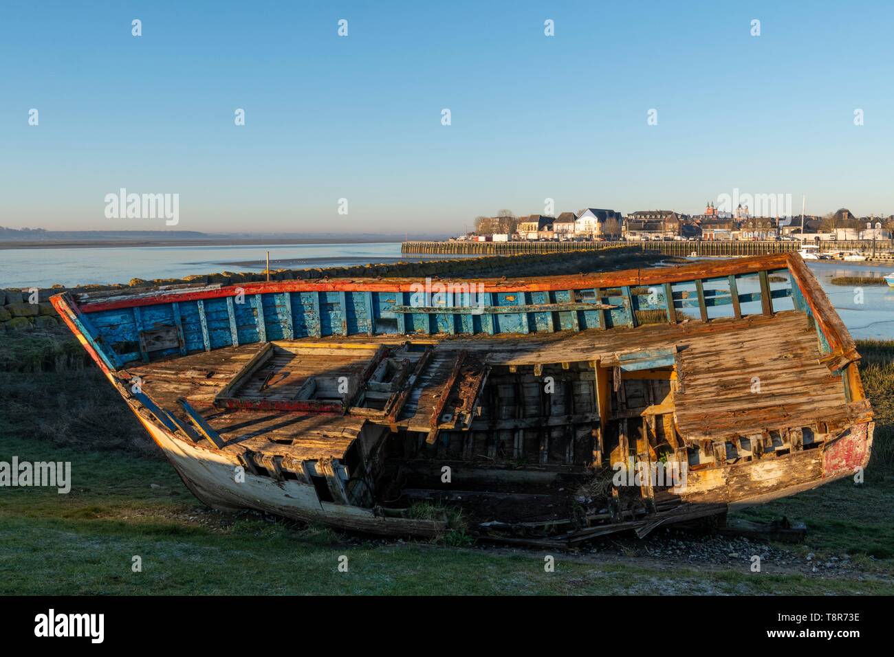 France, Somme, Baie de Somme, Le Crotoy, the small Crotoy boat cemetery ...