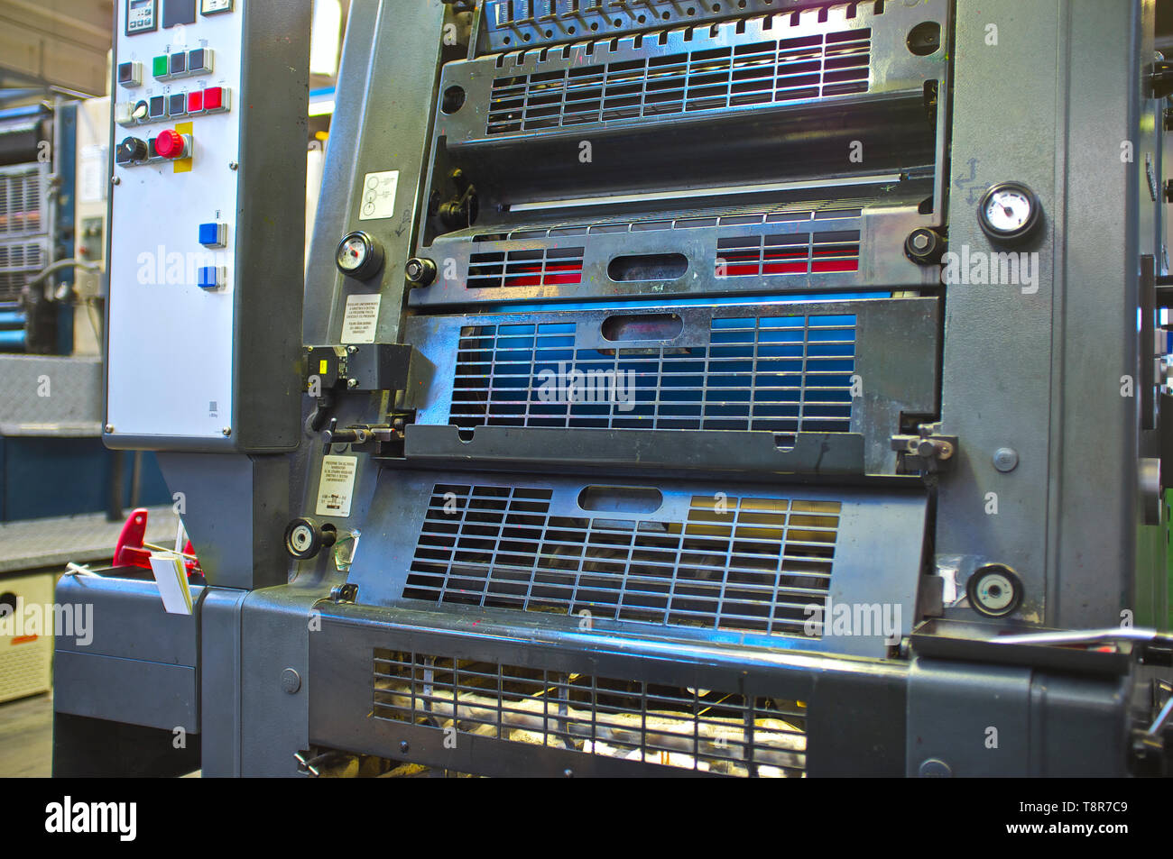 front view of offset printing machine Stock Photo - Alamy
