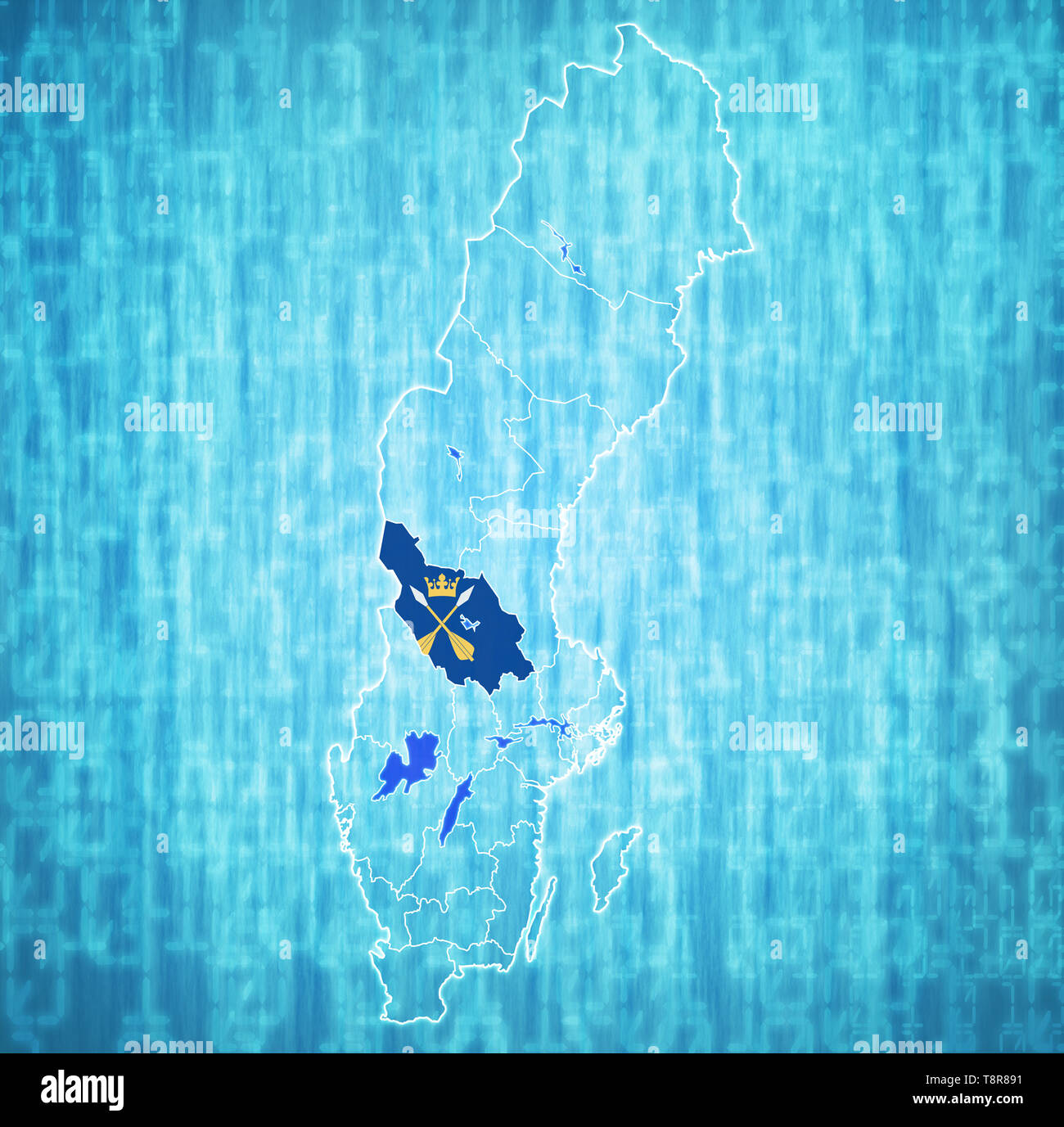 flag of Dalarna county on map of administrative divisions of Sweden ...