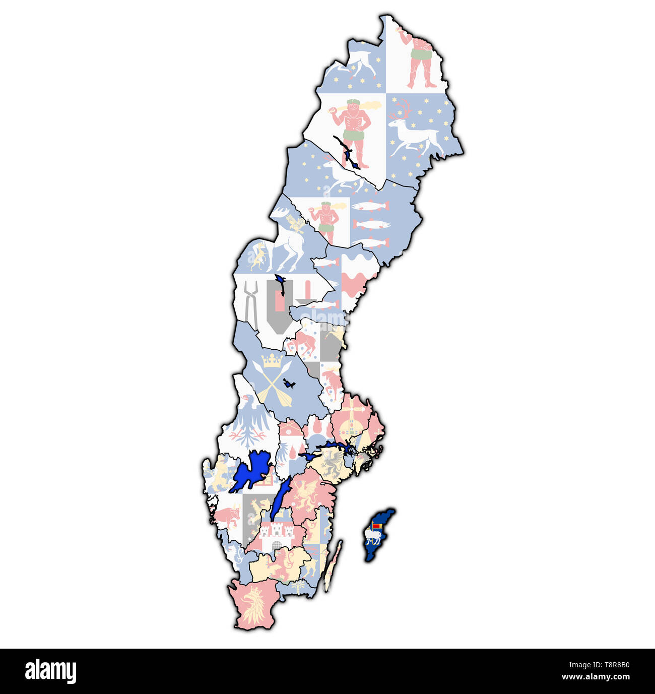 flag of Gotland county on map of administrative divisions of Sweden ...