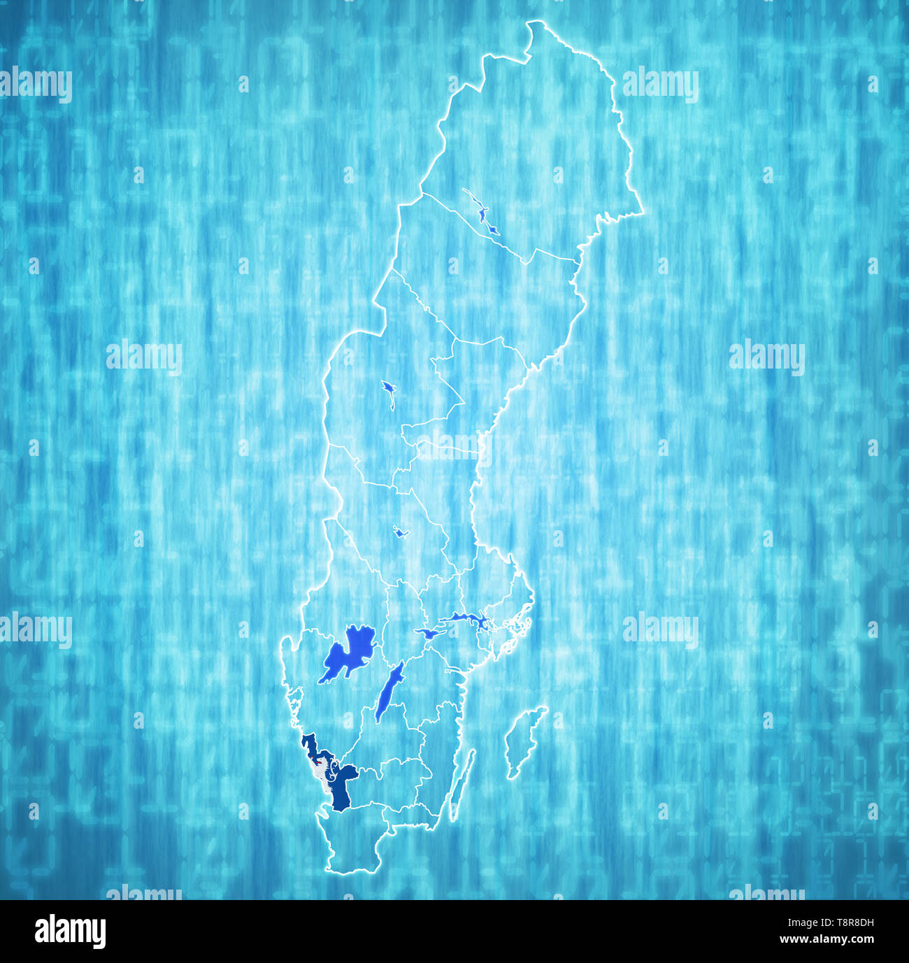 flag of Halland county on map of administrative divisions of Sweden ...